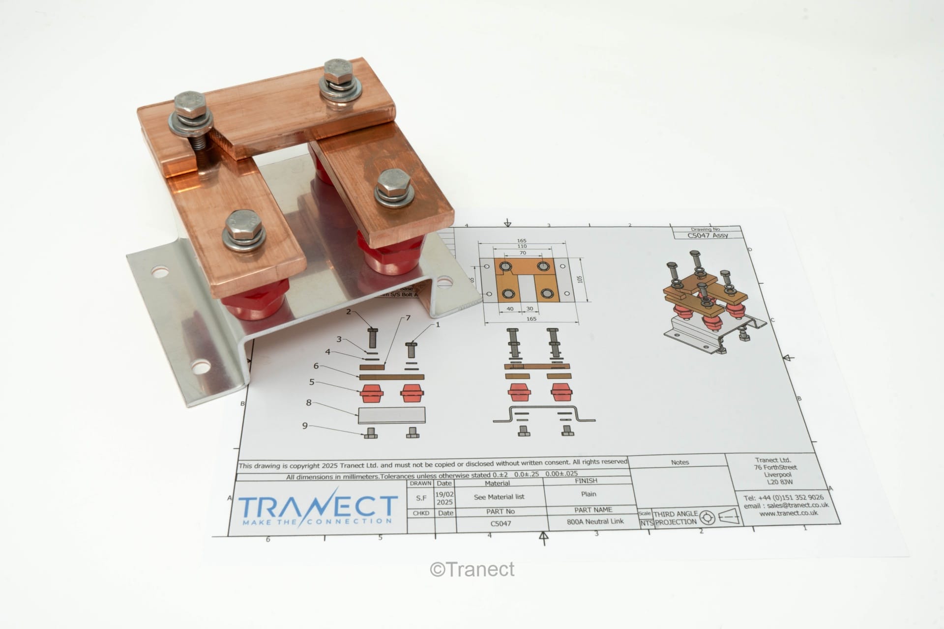800 Amp neutral link - Tranect Ltd